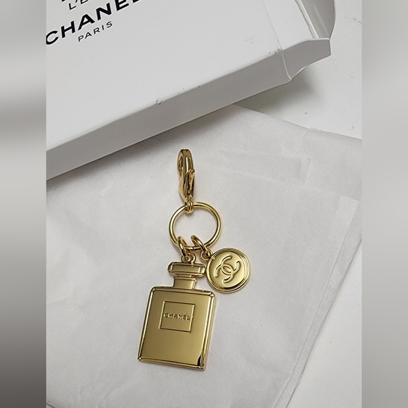 CHANEL | Accessories | Chanel Gold Tone Bottle Keychain Bag Charm New ...